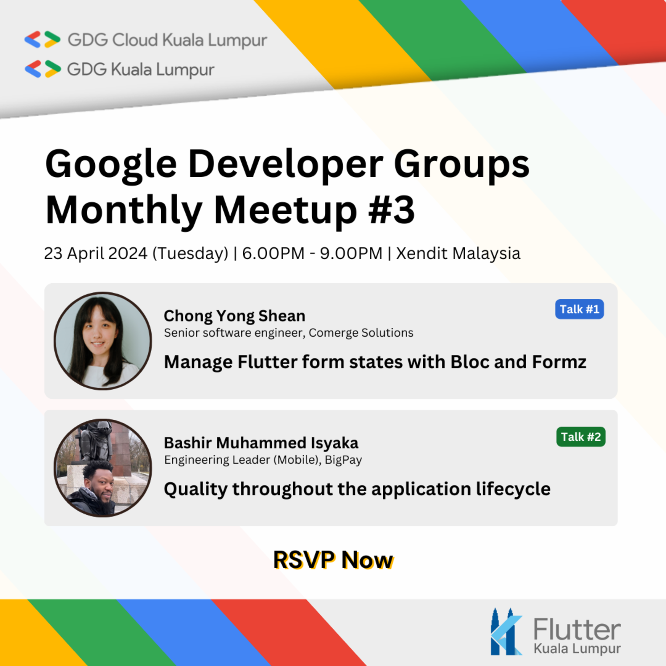 See GDG Monthly Meetup #3 at Google Developer Groups GDG Kuala Lumpur